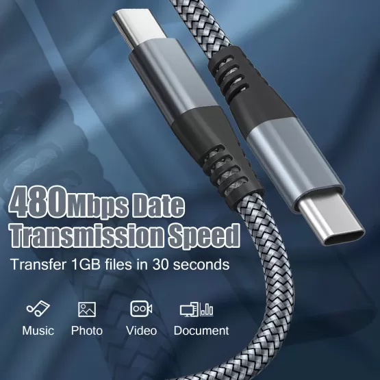 INF USB-C-latauskaapeli 60 W pikalataus, yhteensopiva iPhone 15/Plus/Pro
